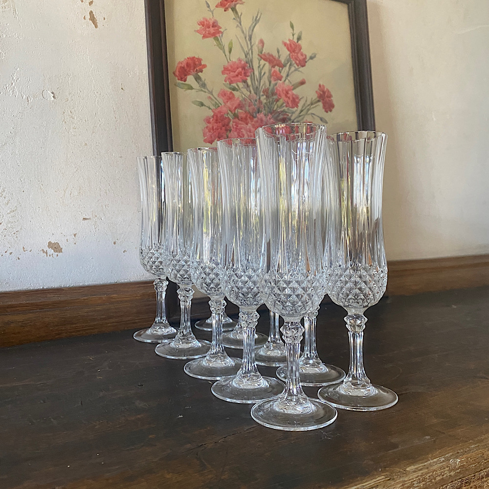 Longchamp crystal champagne flutes from Bellevue Vintage