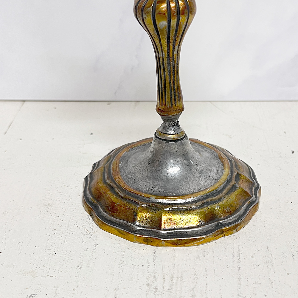 Antique French candlestick with patina from Bellevue Vintage